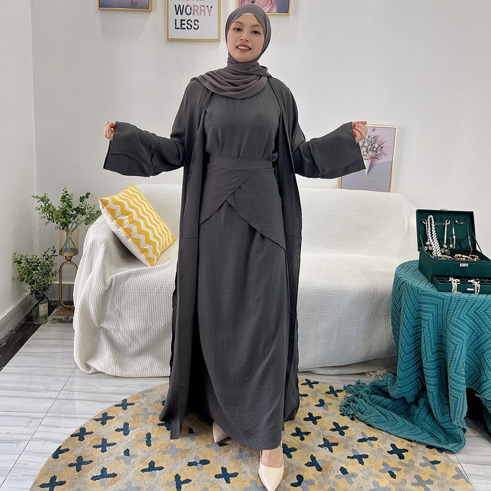 Ramadan Women Muslim Kimono Open Abaya Cardigan Skirt Maxi Dress Set ...