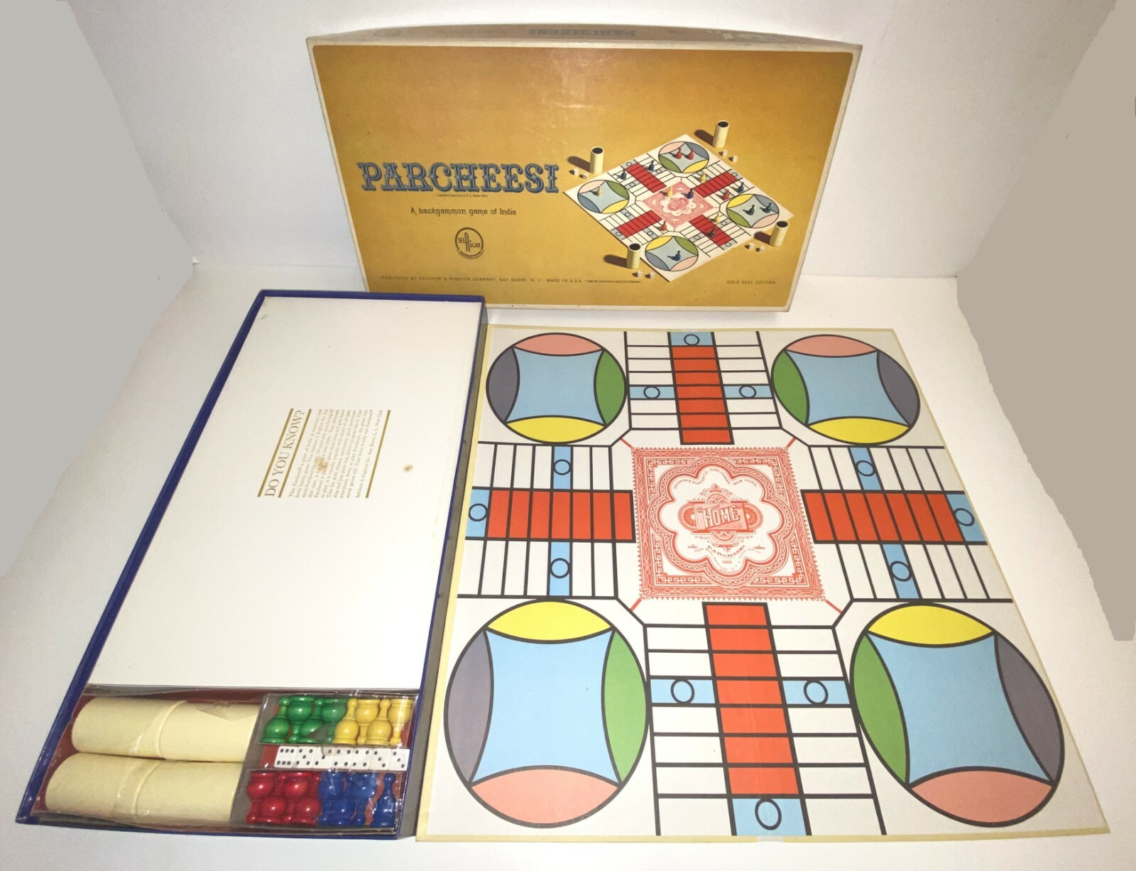 Vintage 1964 Parcheesi Board Game Gold Seal Edition Selchow & Righter ...