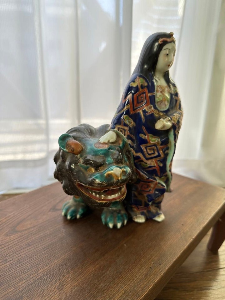 Pottery Buddha Guanyin Statue Lion Foo Dog Japanese Buddhism Figurine 8 ...