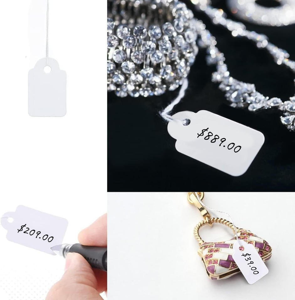 500-Pack Small Hang Strung Price Tags with String - Durable Pricing ...