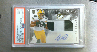2020 Panini Origins Jumbo Patch Autograph #125 AJ Dillon RC PSA9 | eBay