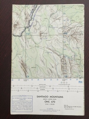 Vintage USAF Navigation Chart / Map 1961 Santiago Mountains ONC 470 ...
