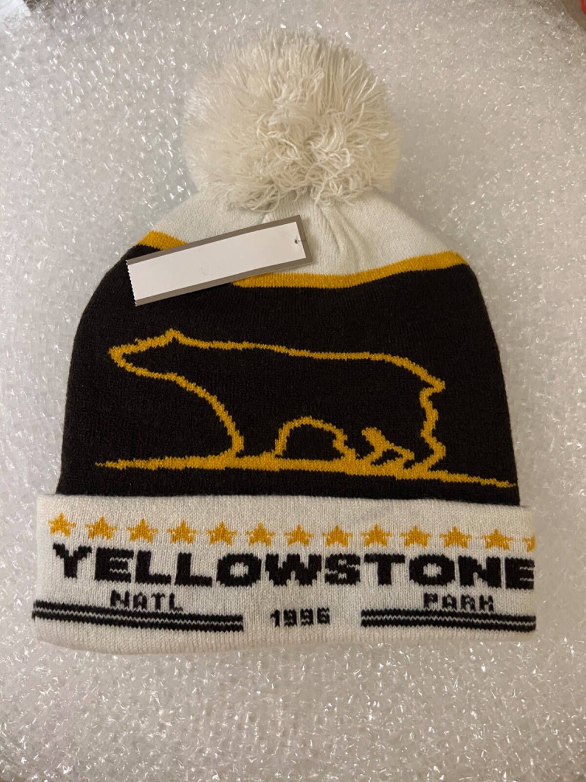 Yellowstone National Park Cuffed Knit Beanie Cap Winter Pom Hat NEW ...