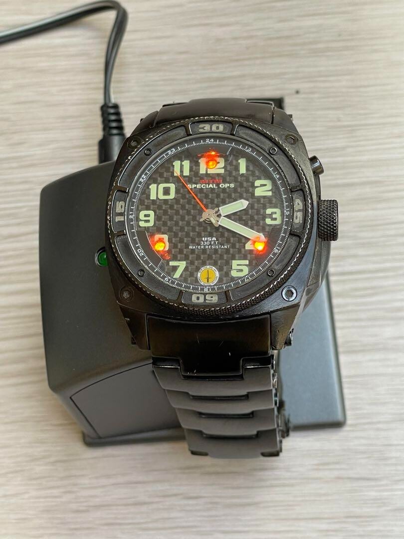 MTM Special Ops Black Hawk Rechargeable Military Watch - Extra Strap ...