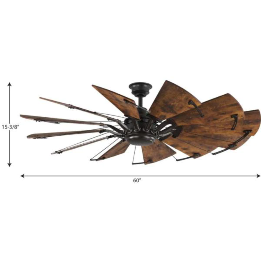 60" Large Hurricane Ceiling Fan + Remote Rustic Farmhouse Cabin Tornado ...