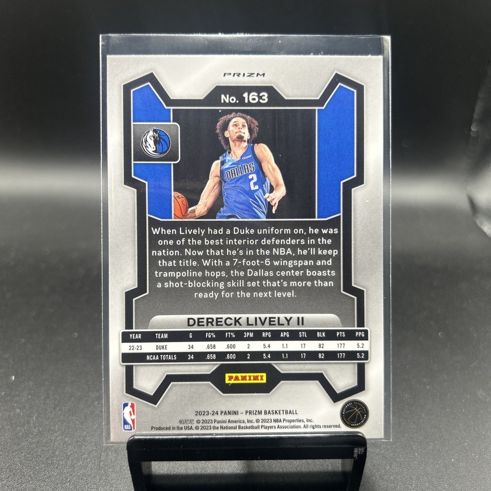 2023-24 Panini Prizm DEREK LIVELY II ROOKIE CARD #163 RC Mavericks ...