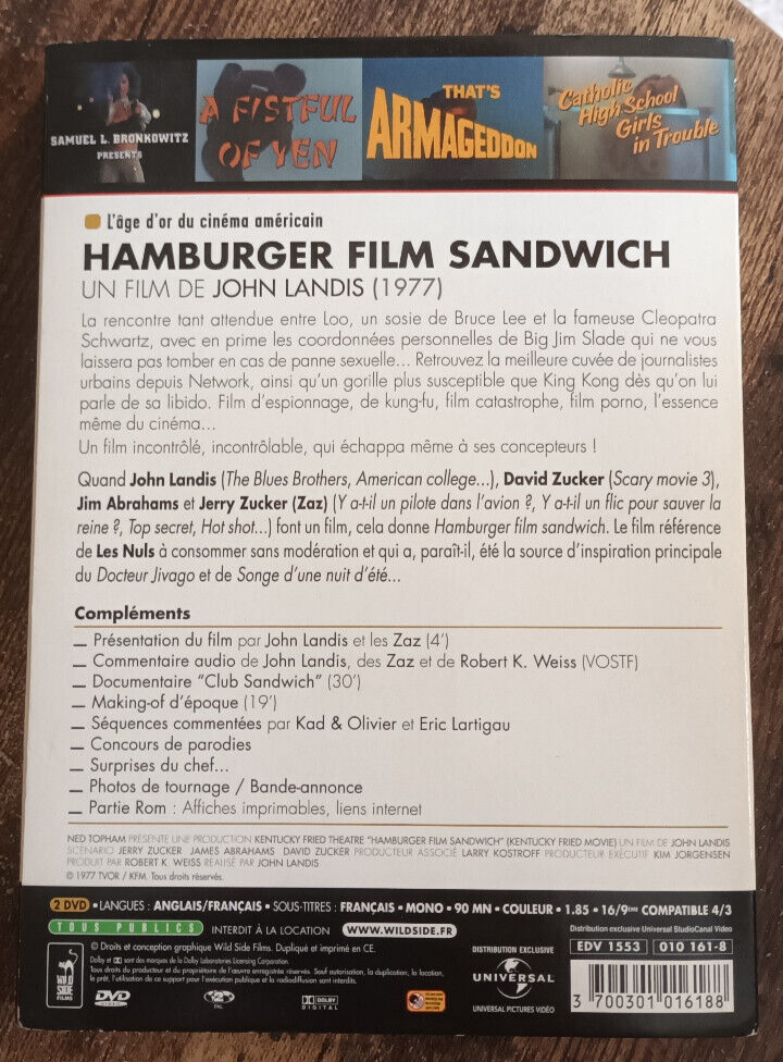 Fim Cutle de John Landis - HAMBURGER FILM SANDWICH - DVD | eBay