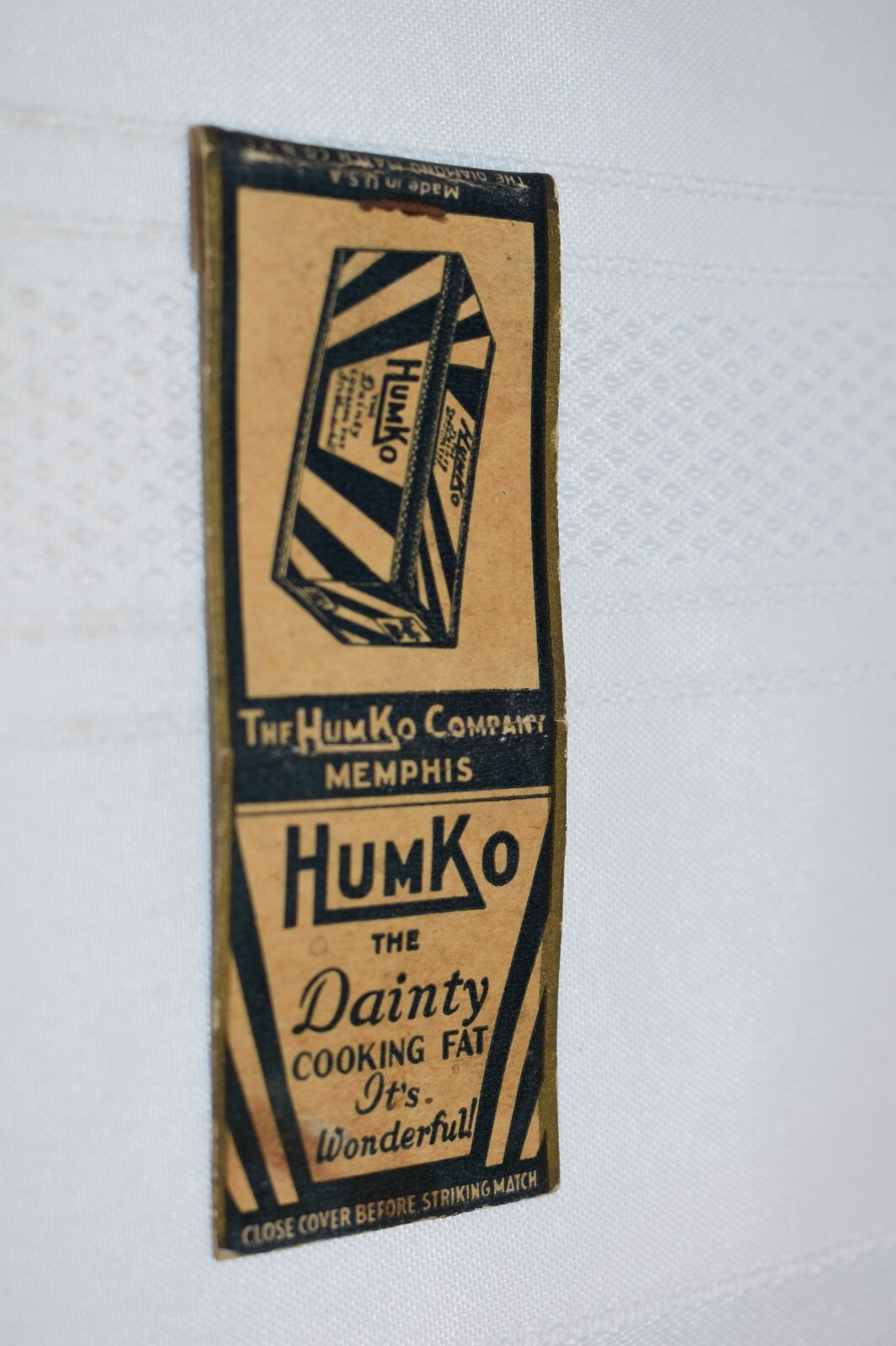 HumKo The Dainty Cooking Fat Advertising 20 Strike Matchbook Cover | eBay