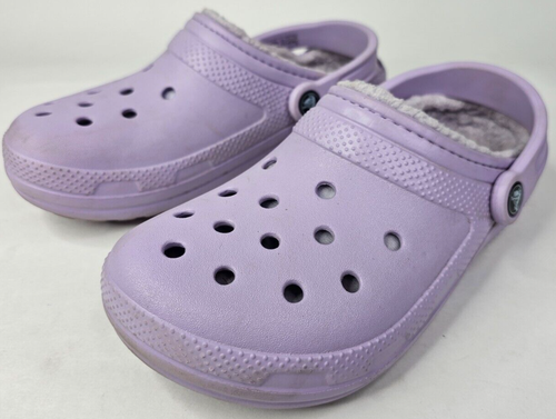 Crocs Fur Lined Fuzzy Shoes Purple Clogs Lavender Mens 5 Womens 7 | eBay