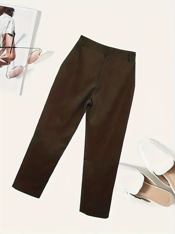 Temu Slim Pants Trousers High Waist w/ belt Size- XXL | eBay