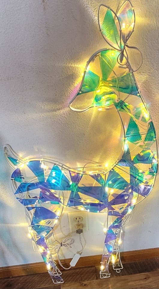 Kringle Express S/3 Lit Outdoor Flat-tastic Iridescent Deer Family | eBay