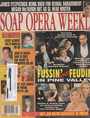 Soap Opera Weekly Sept 17, 1996 VICTOR ALFIERI-JESS WALTON-RACHEL AMES ...