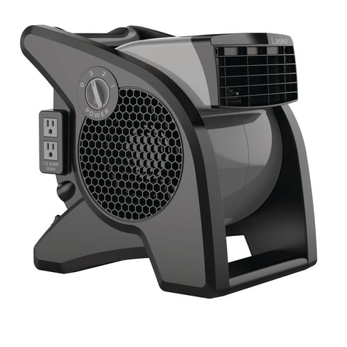 Lasko 11.2 in. 3-Speed High Velocity Pivoting Blower Fan with Outlets ...
