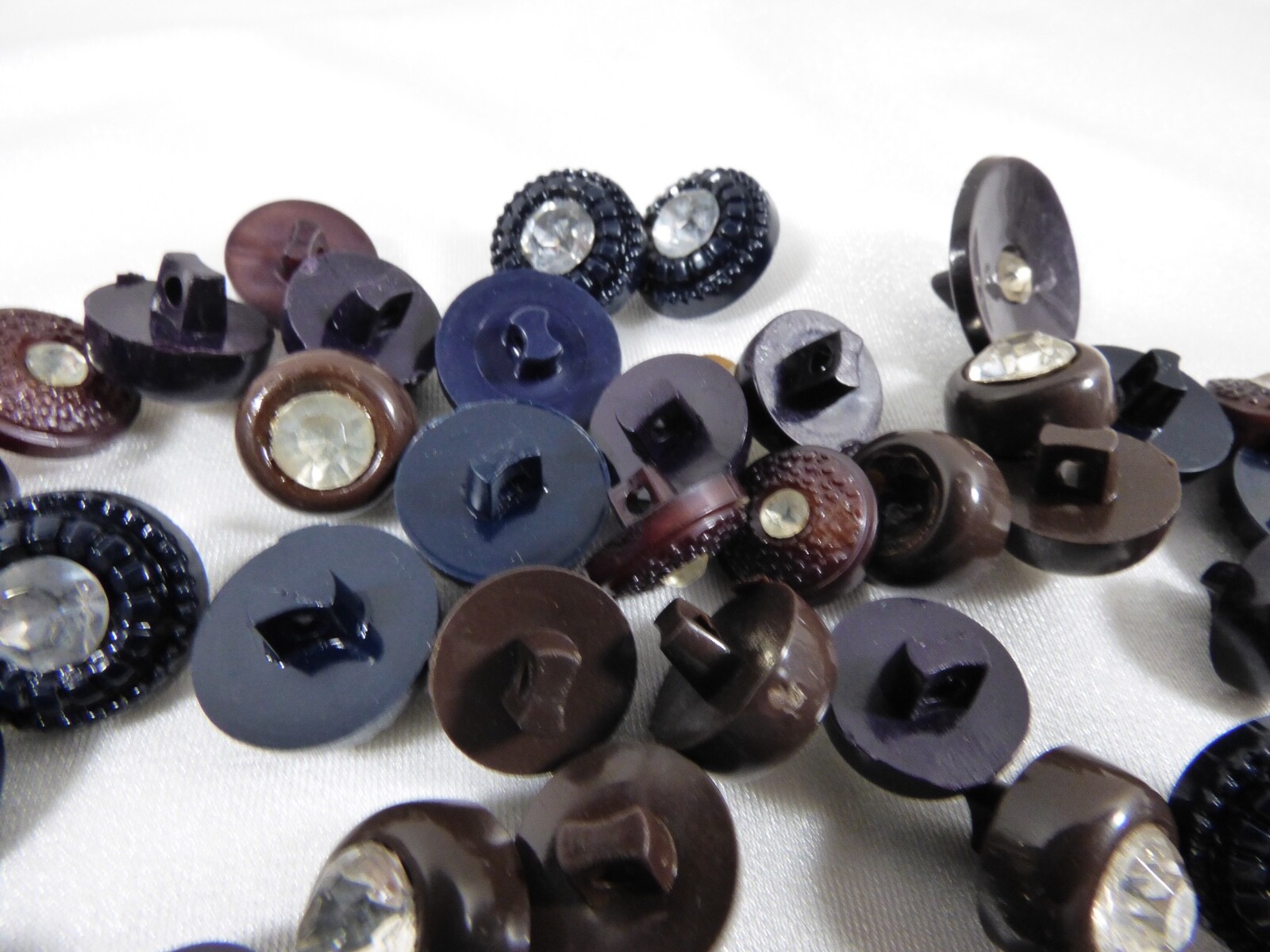 Vintage 1960's lot of 100 black brown plastic buttons with crystal | eBay