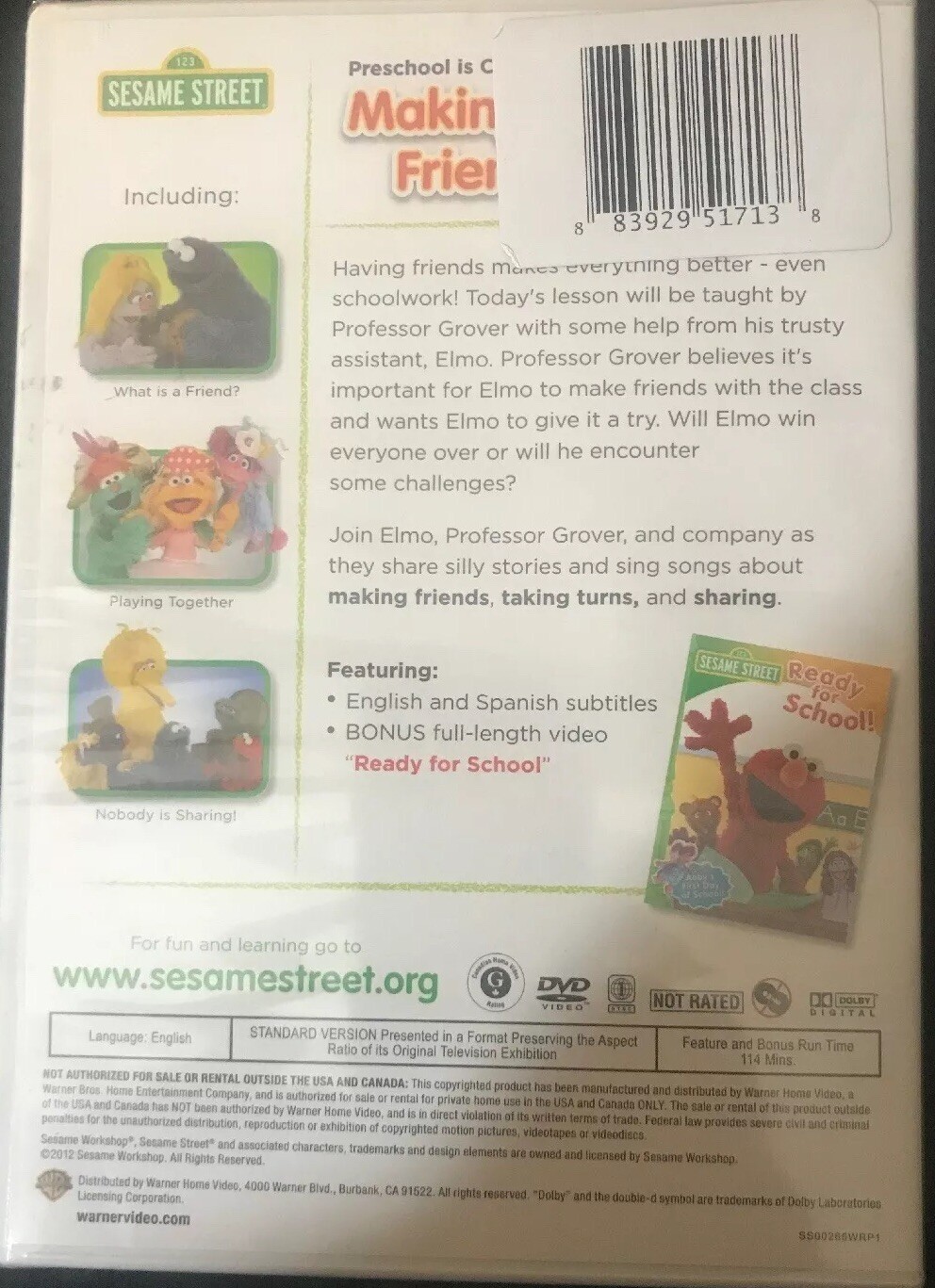 SESAME STREET - PRESCHOOL IS COOL-MAKING FRIENDS (DVD/FS) | eBay