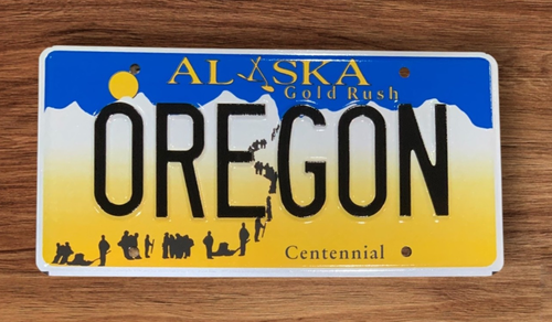 ALASKA GRAPHIC GOLD RUSH VANITY LICENSE PLATE " OREGON " PORTLAND ...
