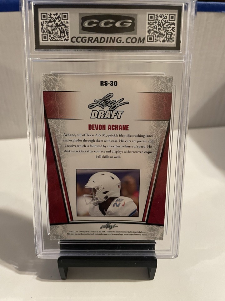 Devon Achane 2023 Leaf Draft Silver CCG 9.5 Miami Dolphins Rookie | eBay