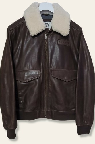 G-III Global Identity Bomber Leather Jacket Detachable Shearling Collar ...