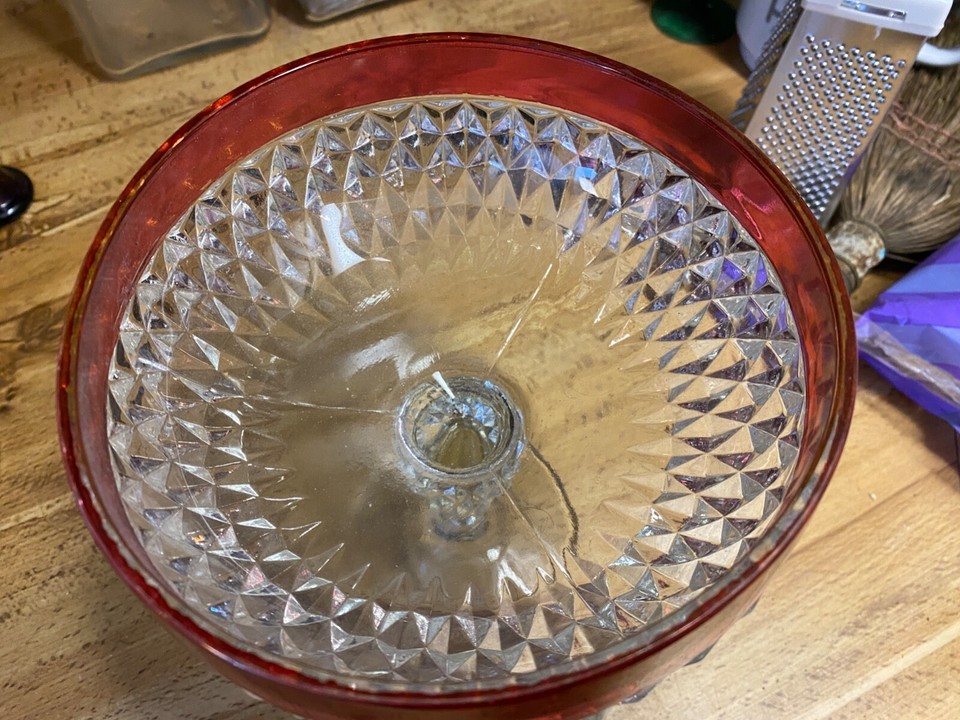Vintage Kings Crown Ruby Red Flash Thumbprint Pedestal Candy Dish | eBay