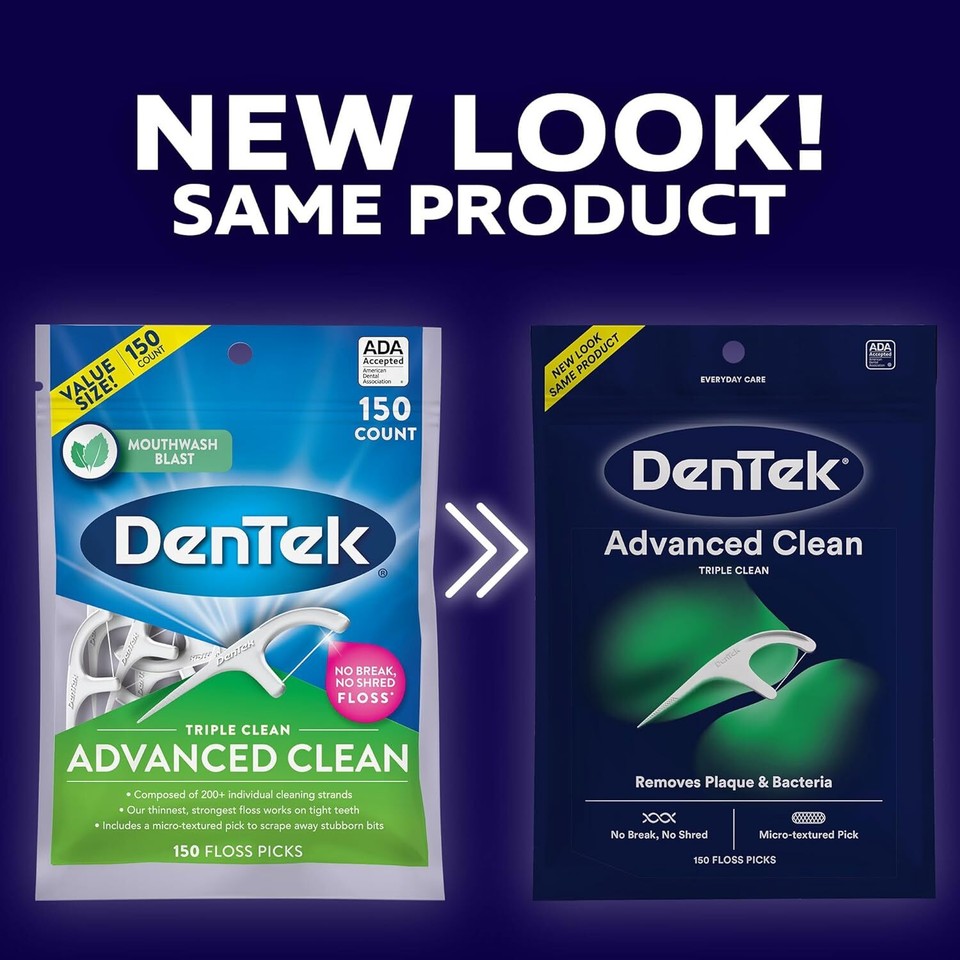 DenTek Triple Clean Advanced Clean Floss Picks, No Break & No Shred ...