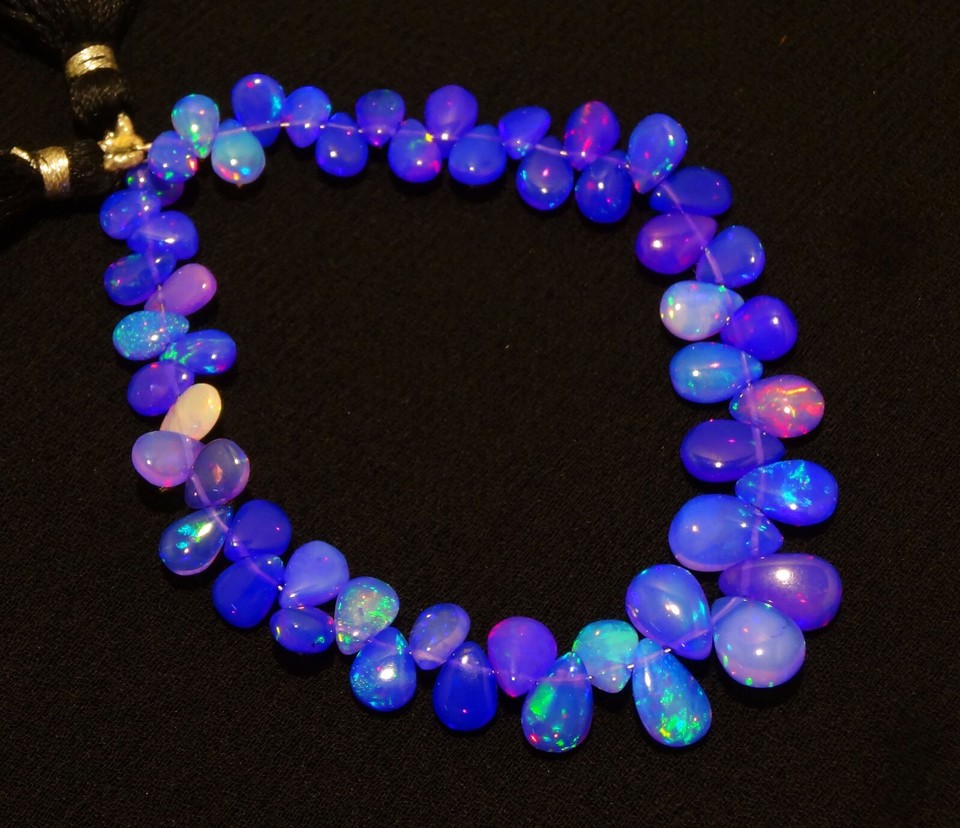 Ethiopian Purple Fire Opal 7x5 to 10x7 mm Size Smooth Pear Beads 7.5" Strand | eBay