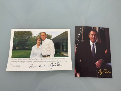 George Bush Laura Bush Facsimile PRINTED SIGNATURE* Thank You Note VA ...