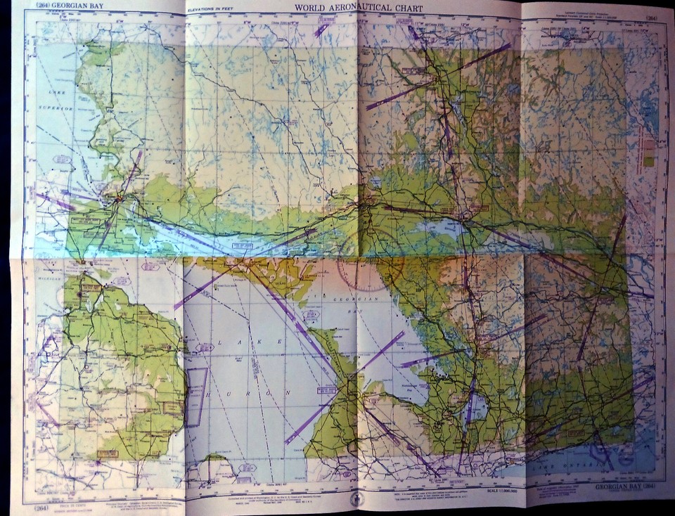 USAF 1948 MOA ADIZ WORLD AERONAUTICAL CHART Georgian Bay/Lakes 264 Post ...