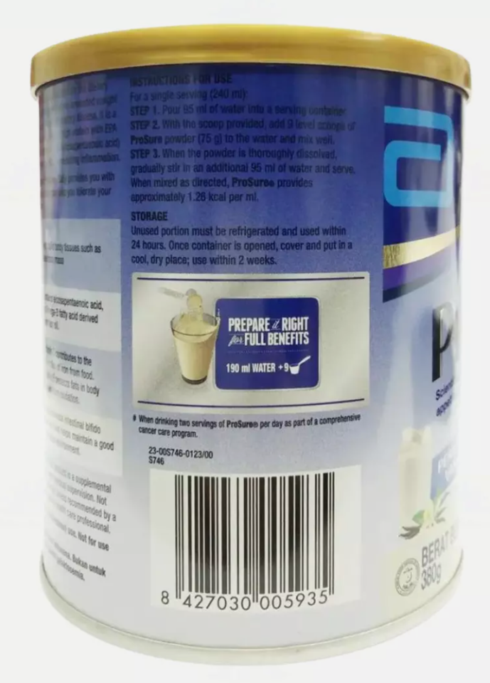 4 Cans Abbott Pro Sure Milk High Protein, Prebiotic & EPA 380g Express ...