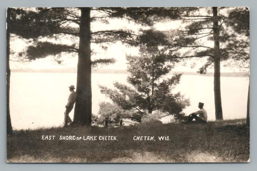 Men on Lake Chetek RPPC Beautiful Antique Wisconsin Real Photo Postcard ...