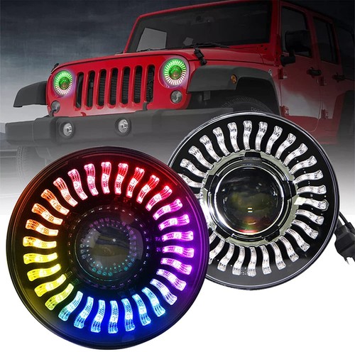 For 1990-1997 Mazda Miata MX5 MX-5 Round RGB LED Headlights Demon Halo ...