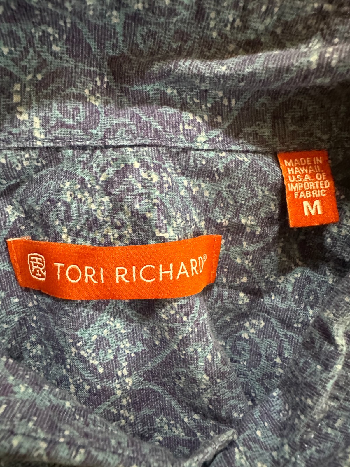 Tori Richard Men's Blue Paisley Hawaiian Shirt Medium | eBay