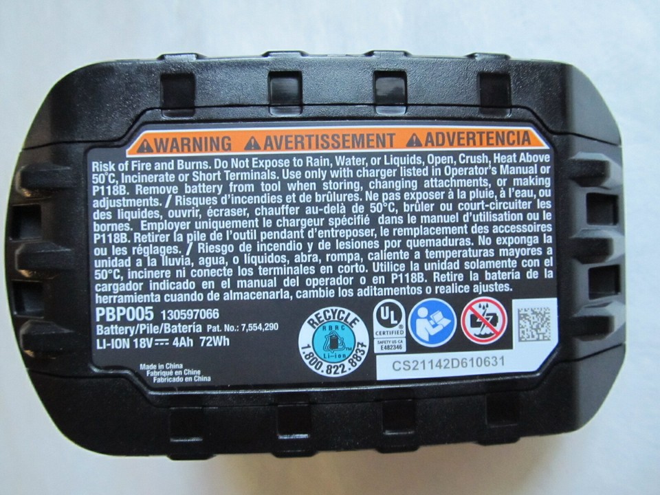 RYOBI Battery PBP005 P197 LITHIUM-Ion 18V ONE+ 4.0Ah Battery OEM NEW ...