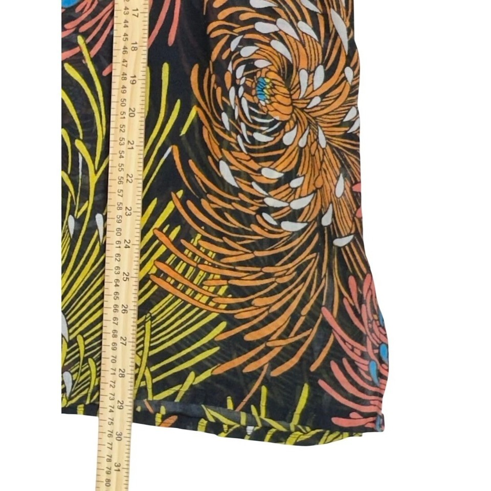 Dilemma New York Top Semi Sheer Gauze Shell Collar Multicolor Floral ...