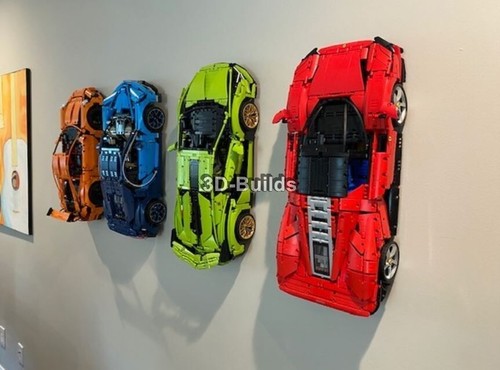 Wall mount LEGO Technic Cars GT Merc Porsche Sian Bugatti Ferrari F1 ...