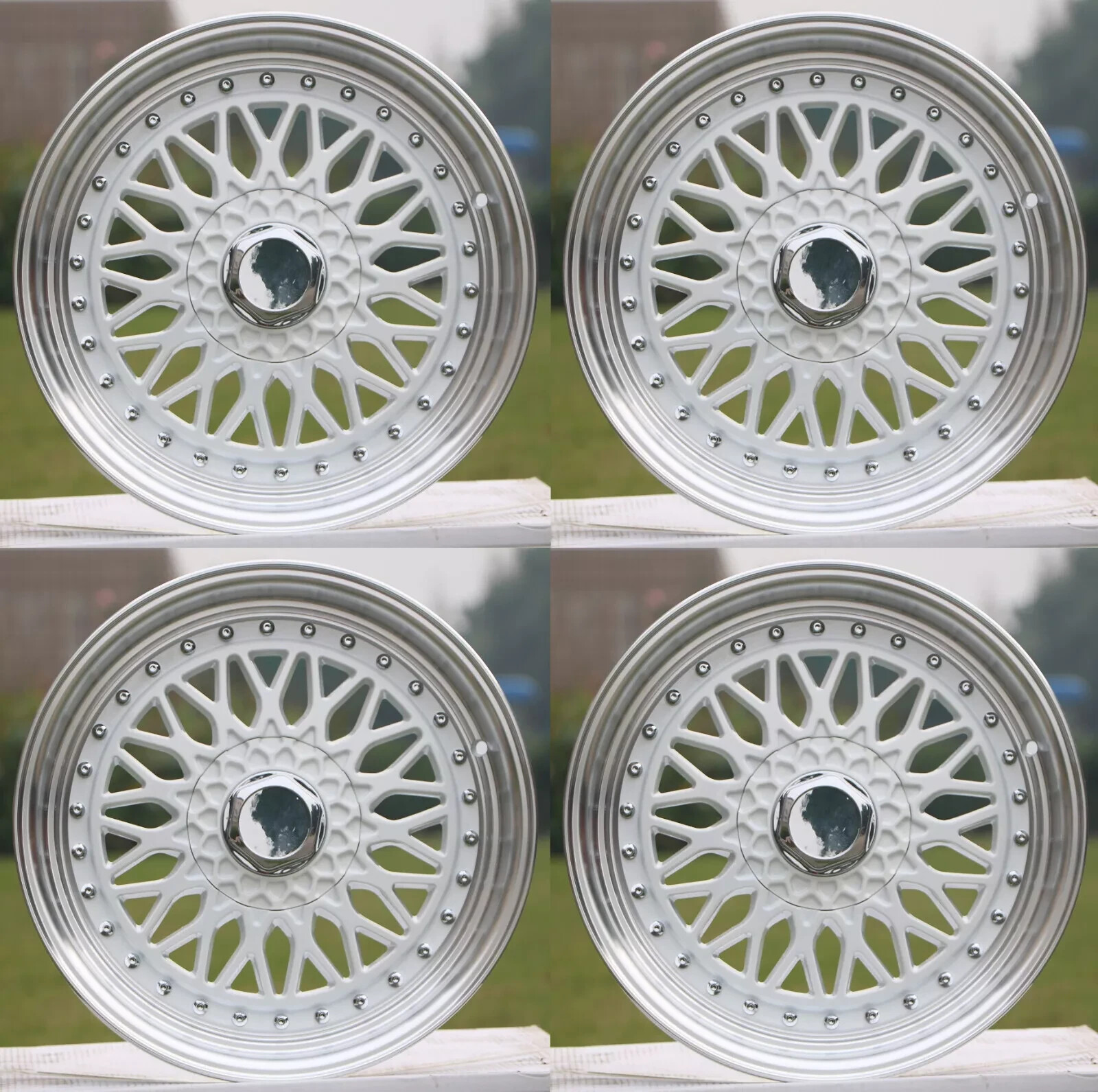 17" Wheels 5x120 / 5x114.3 +35 CB73.1 White Machined 17x7.5 RS Style ...