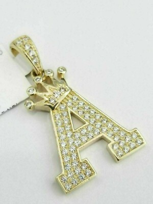 2Ct Round Cut Diamond Initial Alphabet Pendant 14K Yellow Gold Finish ...