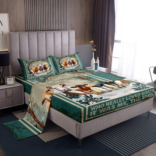 Kids Cute Goats Sheet Set Farmhouse Goat Sheep Bed Sheets with Deep ...