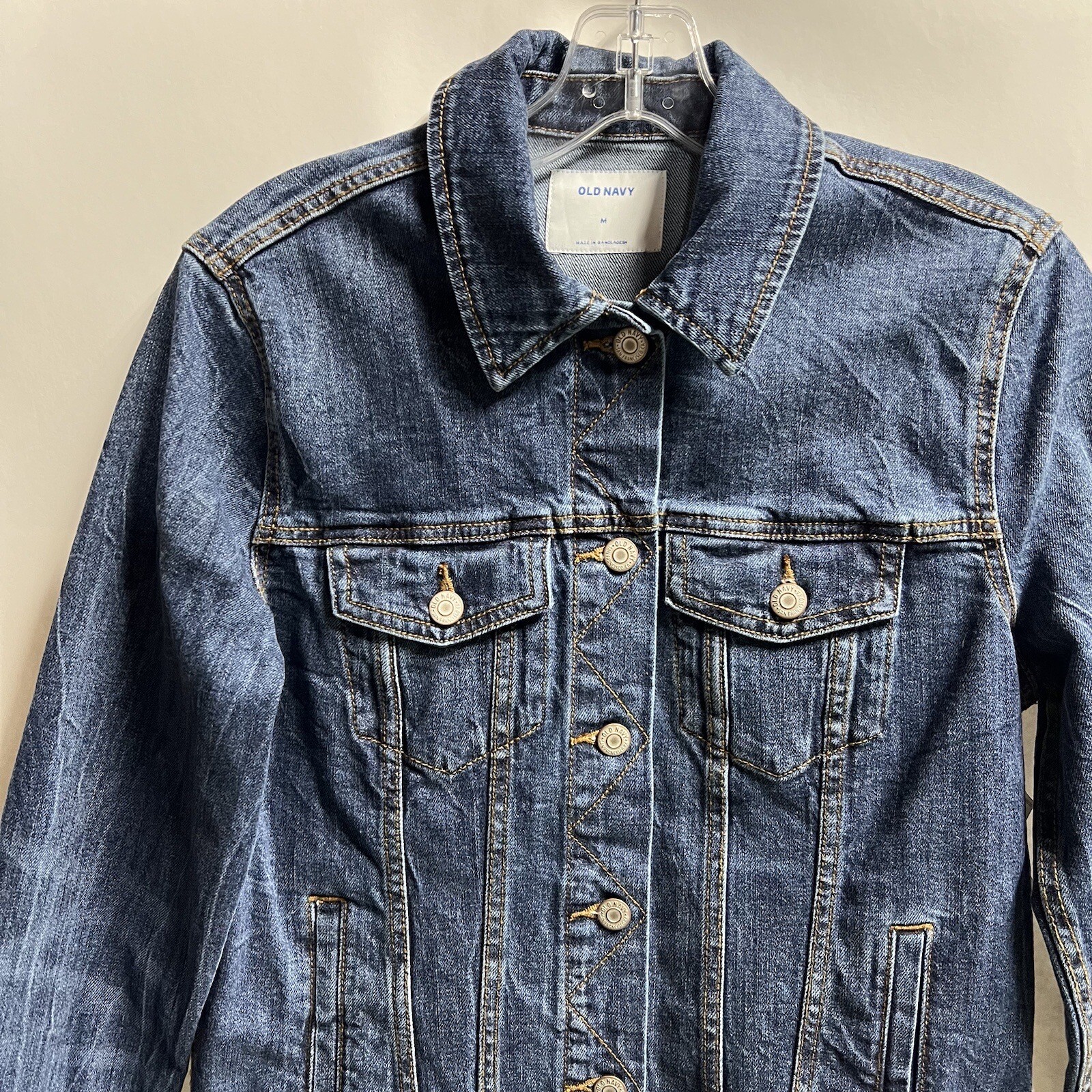 Old Navy Womens Denim Jacket Medium Blue Medium Wash Button Up Cotton ...