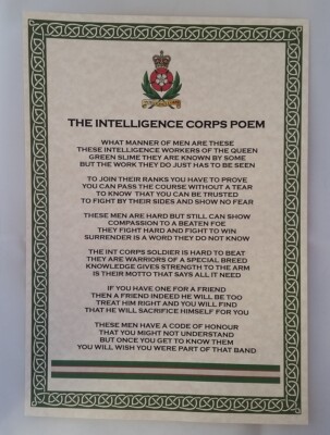 Intelligence Corps Poem | eBay UK