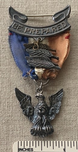 Vintage EAGLE SCOUT RANK Boy Scout MEDAL & 4 PALMS Early BSA Sash Badge ...