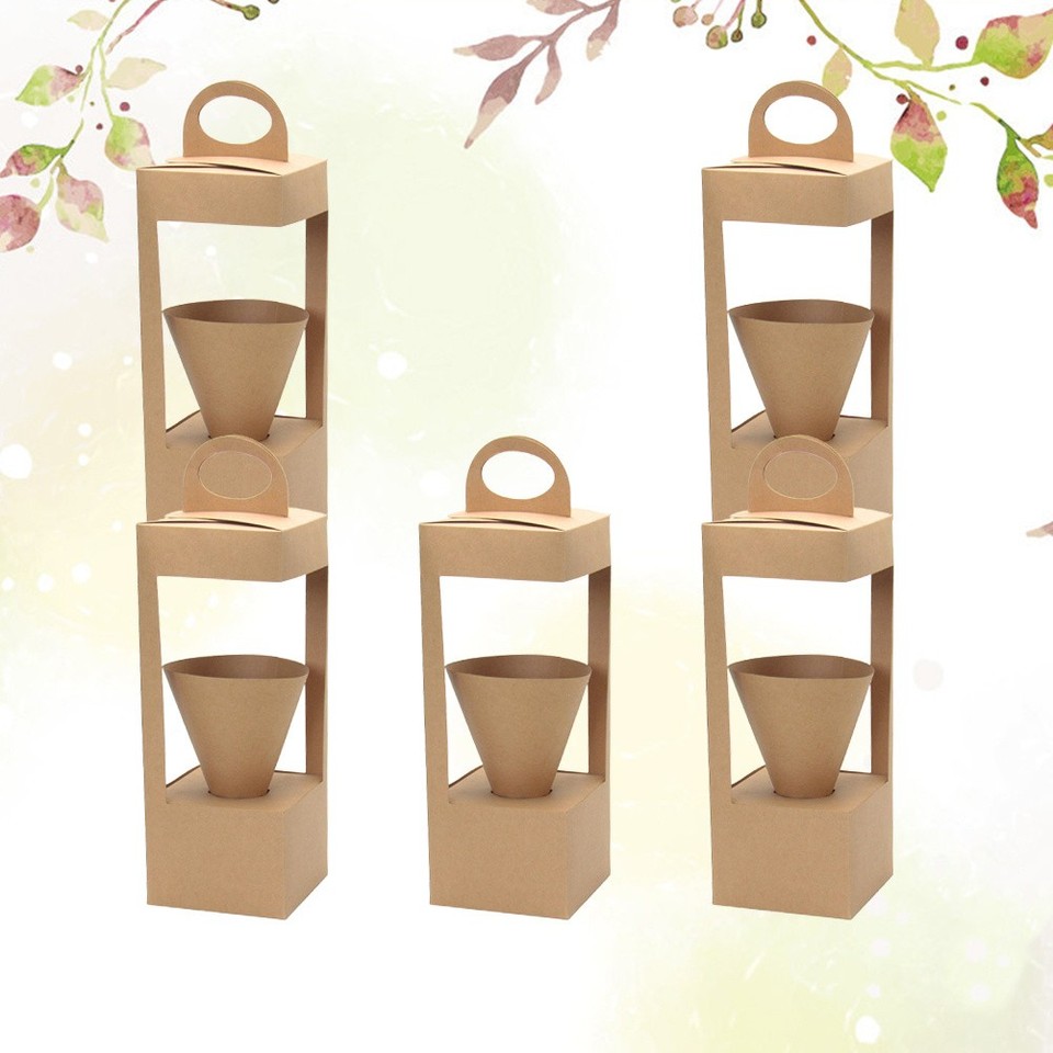 5Pcs Portable Paper Basket Kraft Paper Dry Flower Gift Box Folding ...