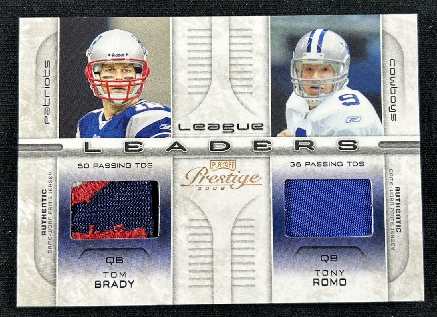 2008 Playoff Prestige Tom Brady Roethlisberger Manning Romo Quad GU ...