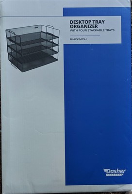 4 Tier Desk Top File Organizer Mesh Metal Trays Desktop Document Holder ...