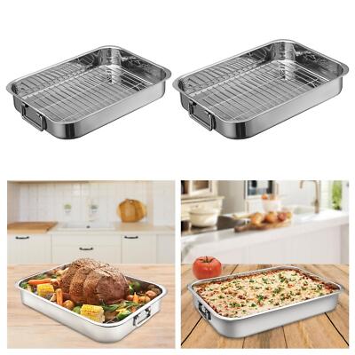 Roasting Pan Grill Oil Filter Mesh Basket Oven Baking Tray Baking Pans ...