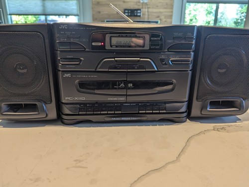 JVC PC-X110 Boombox Portable Stereo CD FM AM Radio Dual Cassette Player ...