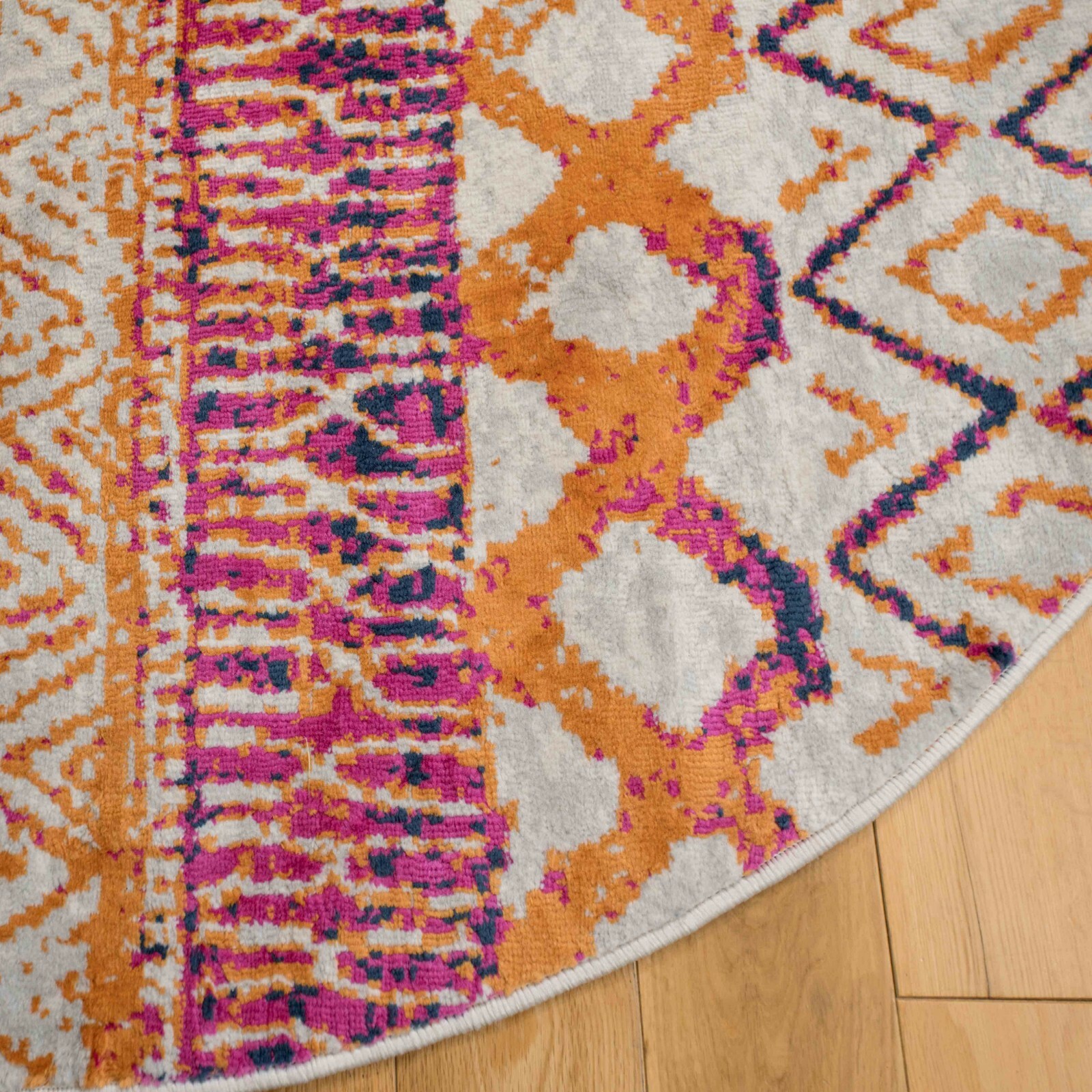 Circle Rugs for Living Room Large Round Area Mat Grey Trellis Rugs ...