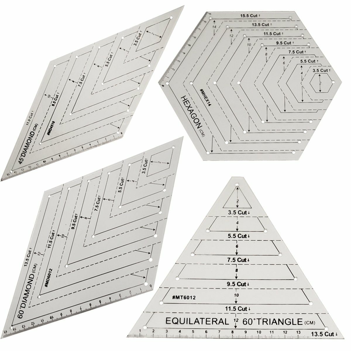 Quilt Quilter's Ruler Hexagon Quilting Ruler Equilateral Traiangle ...