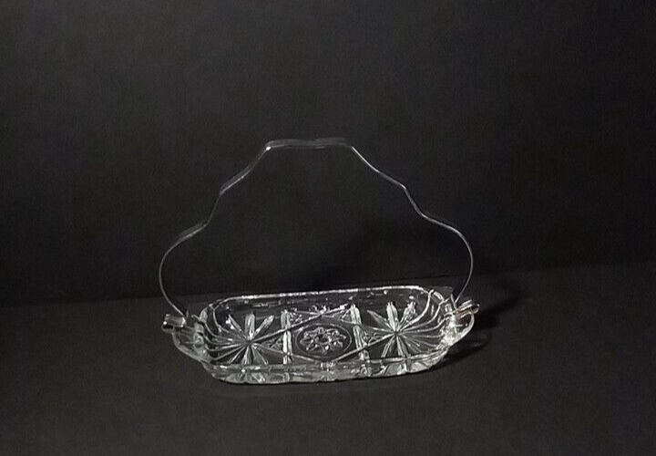 Fire King Etched Glass Butter Dish with Metal Handle Prescut Crystal | eBay