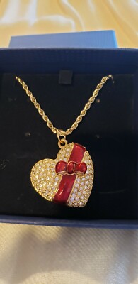 Swarovski Crystal Red Heart Gold Tone Pendant Necklace NWT | eBay