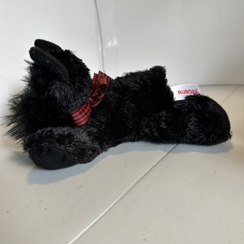 AURORA MINI FLOPSIE 8" PLUSH SCOTTY Black SCOTTISH TERRIER DOG Red ...